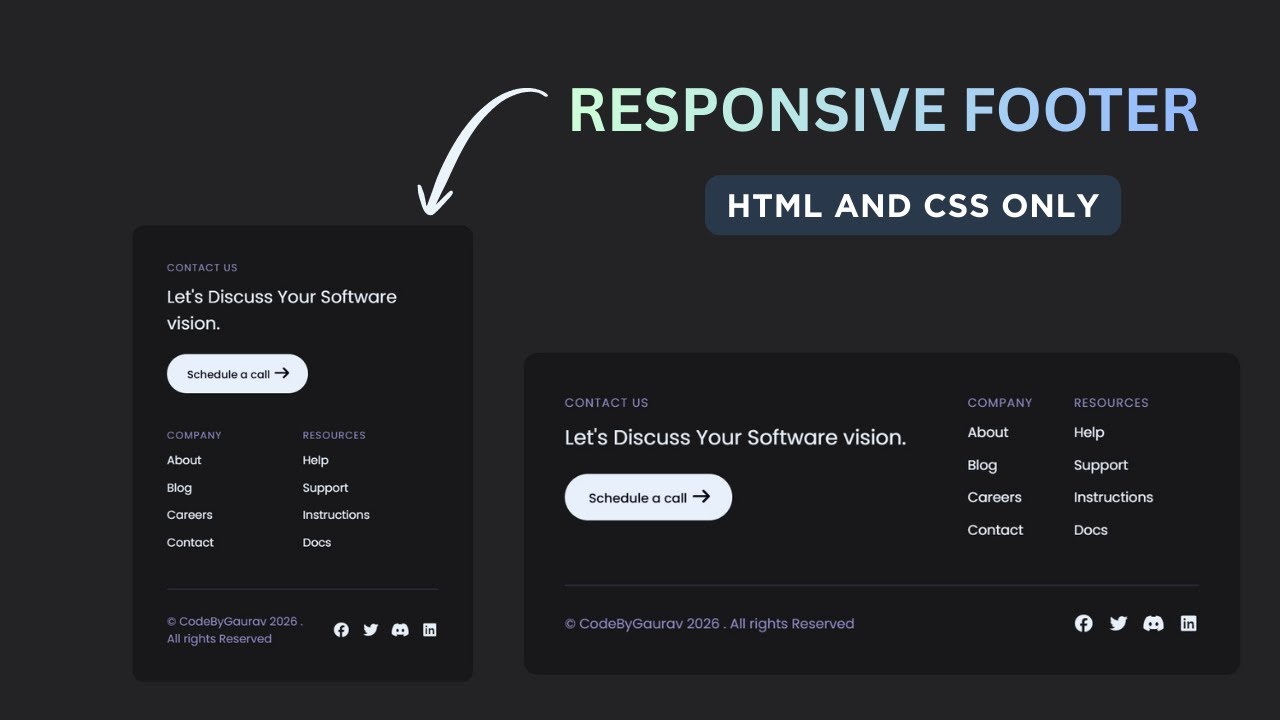 Create A Responsive Footer With Html Css No Javascript Step By