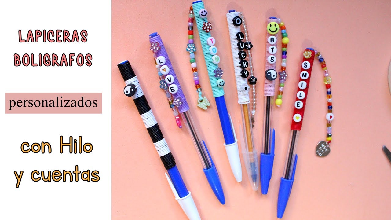 Como Decorar Tus Lapiceras Boligrafos Con Hilo Encerado Y Cuentas ёяша