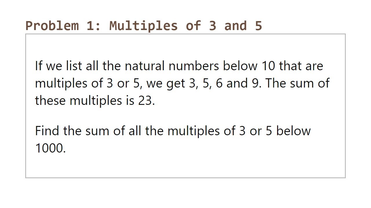Project Euler Problem 1 Analysis Youtube