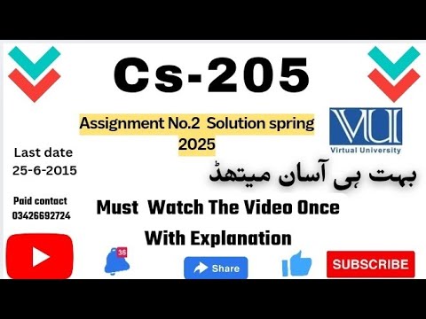 Cs205 Assignment Solution No 2 рџ ї Verified Solution 2025 Youtube