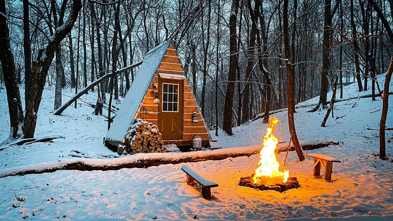 Winter Camp Out At Our Tiny Cabin In Minnesota Youtube