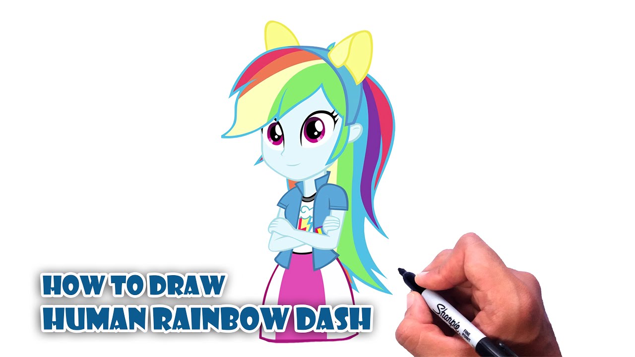 How To Draw A Human Rainbow Dash My Little Pony Step By Step Youtube