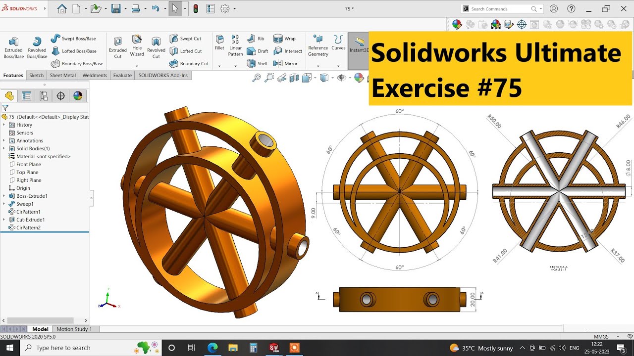 Solidworks Ultimate Exercise 75 Solidworks Tutorial For Beginners