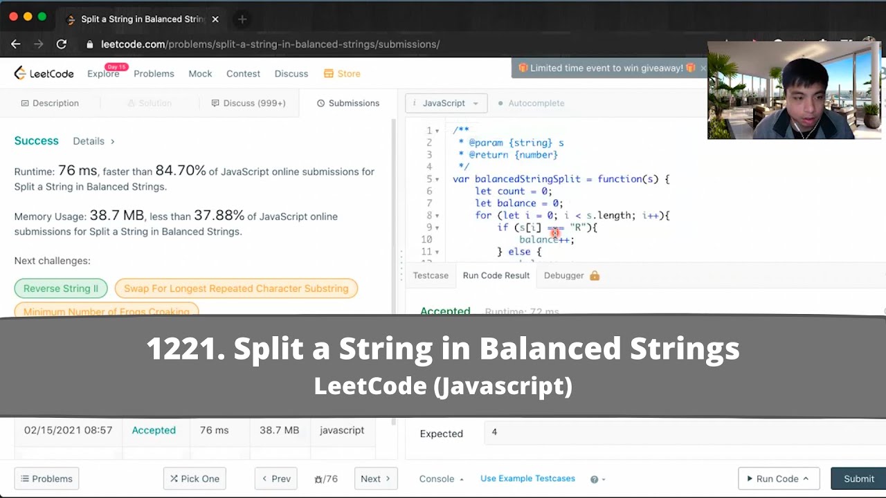 How To Solve 1221 Split A String In Balanced Strings On Leetcode