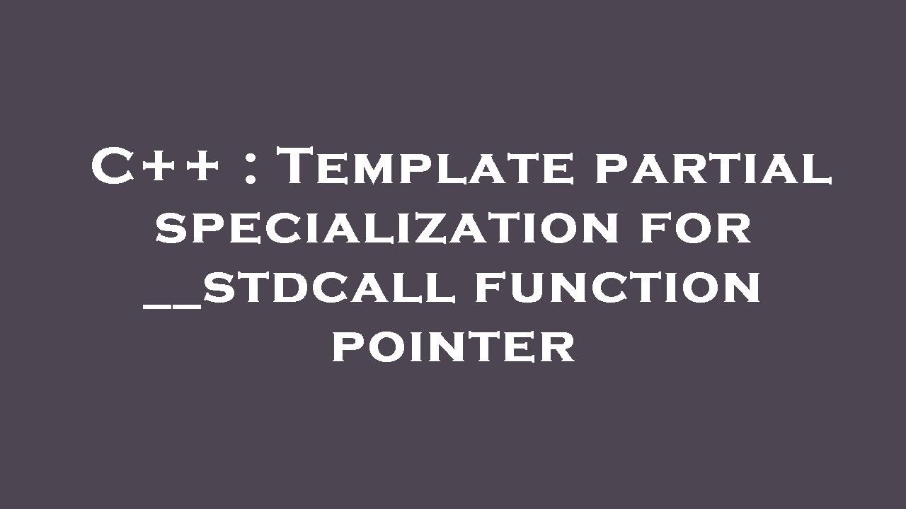 Function Template Specialization
