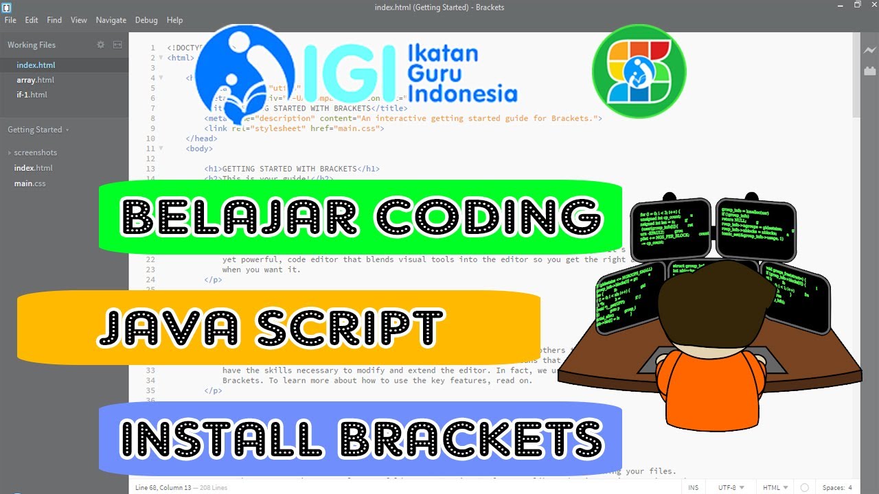 Belajar Coding Java Script Install Aplikasi Brackets Youtube