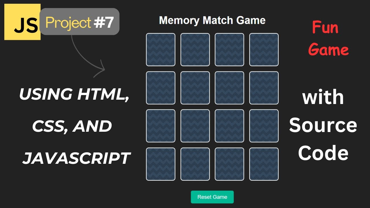 Build A Memory Match Game With Html Css And Javascript Fun Card