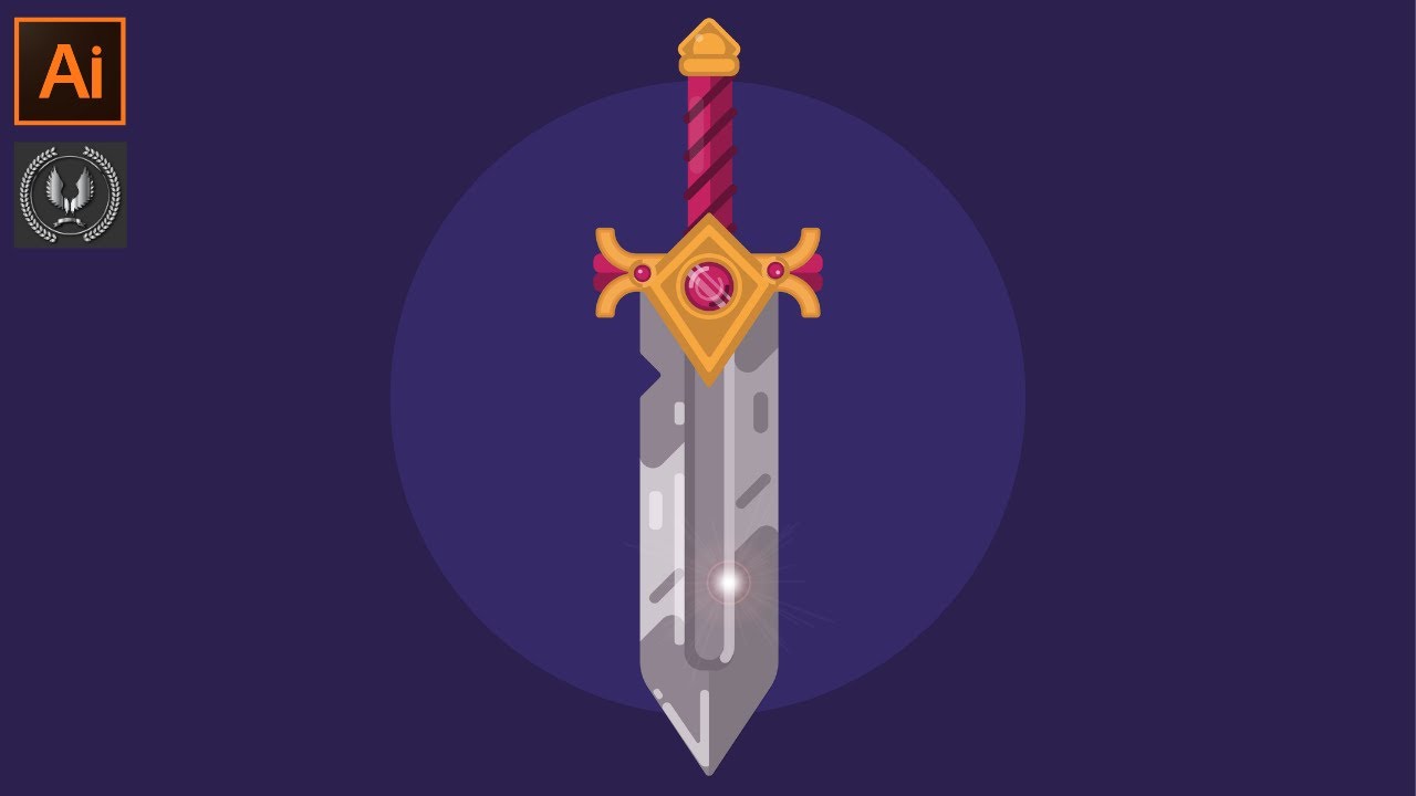 Adobe Illustrator Cc Tutorial Flat Design Sword Illustration Youtube