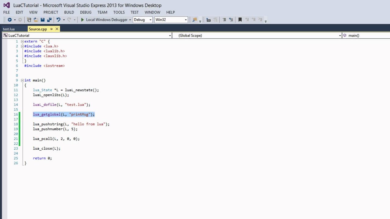 Lua Tutorial 25 Calling Functions From C Youtube