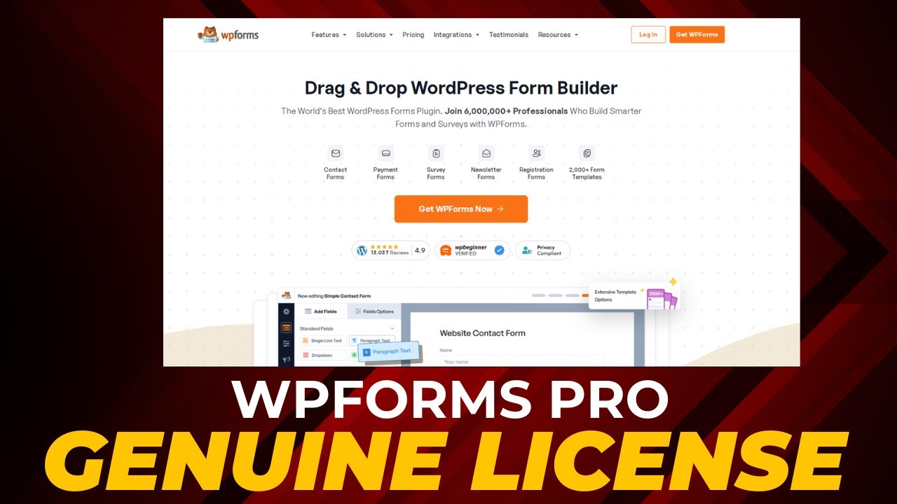 Download Wpforms Pro Plugin With One Year Activation Wp Forms Pro