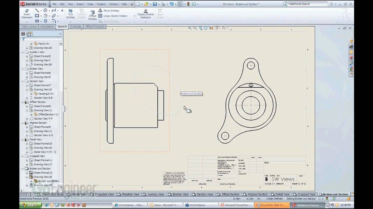 Solidworks Broken Out Section Views Youtube
