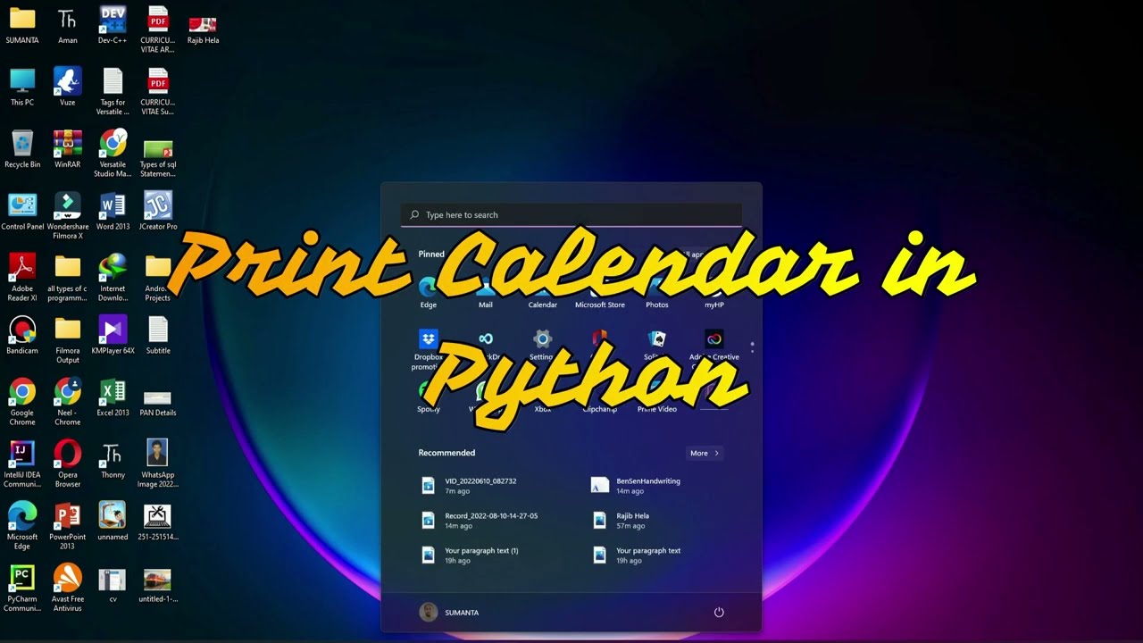 How To Print Calendar Using Python Calendar In Python Programming
