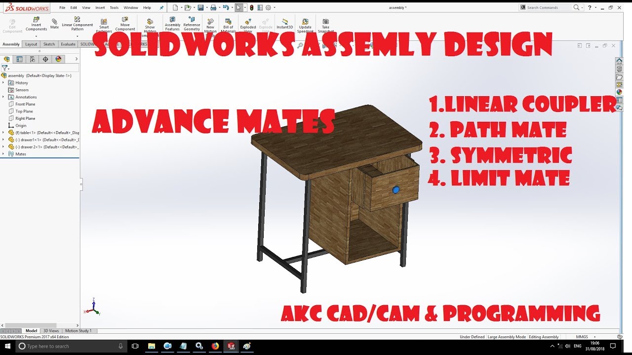Solidworks Tutorial Advance Mates Mates Assembly Modelling Linear