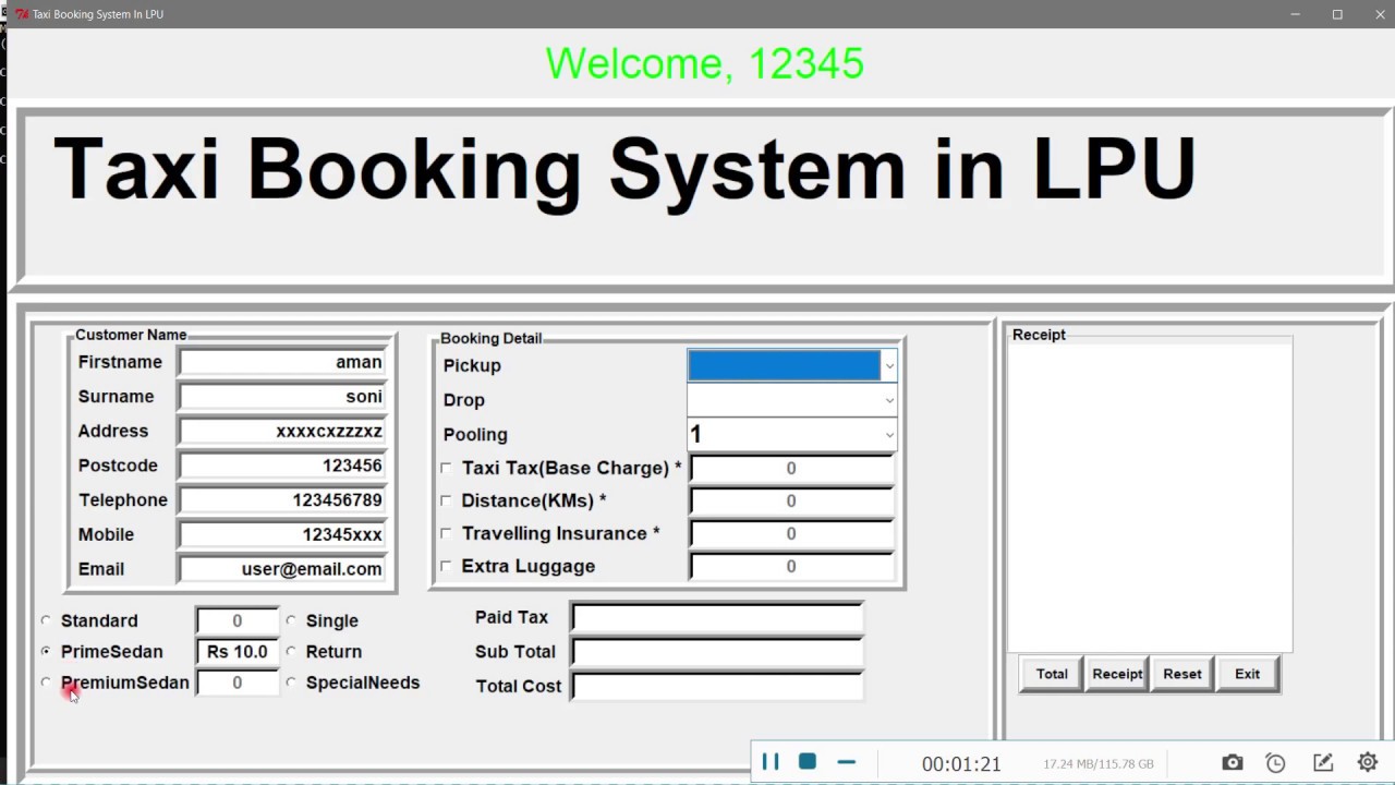 Gui Taxi Booking Application In Python Using Tkinter Library Python 2