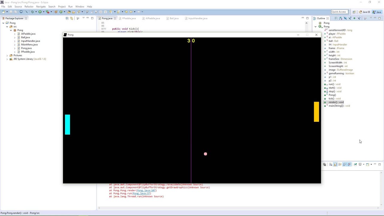 Java Simple Pong Game Youtube