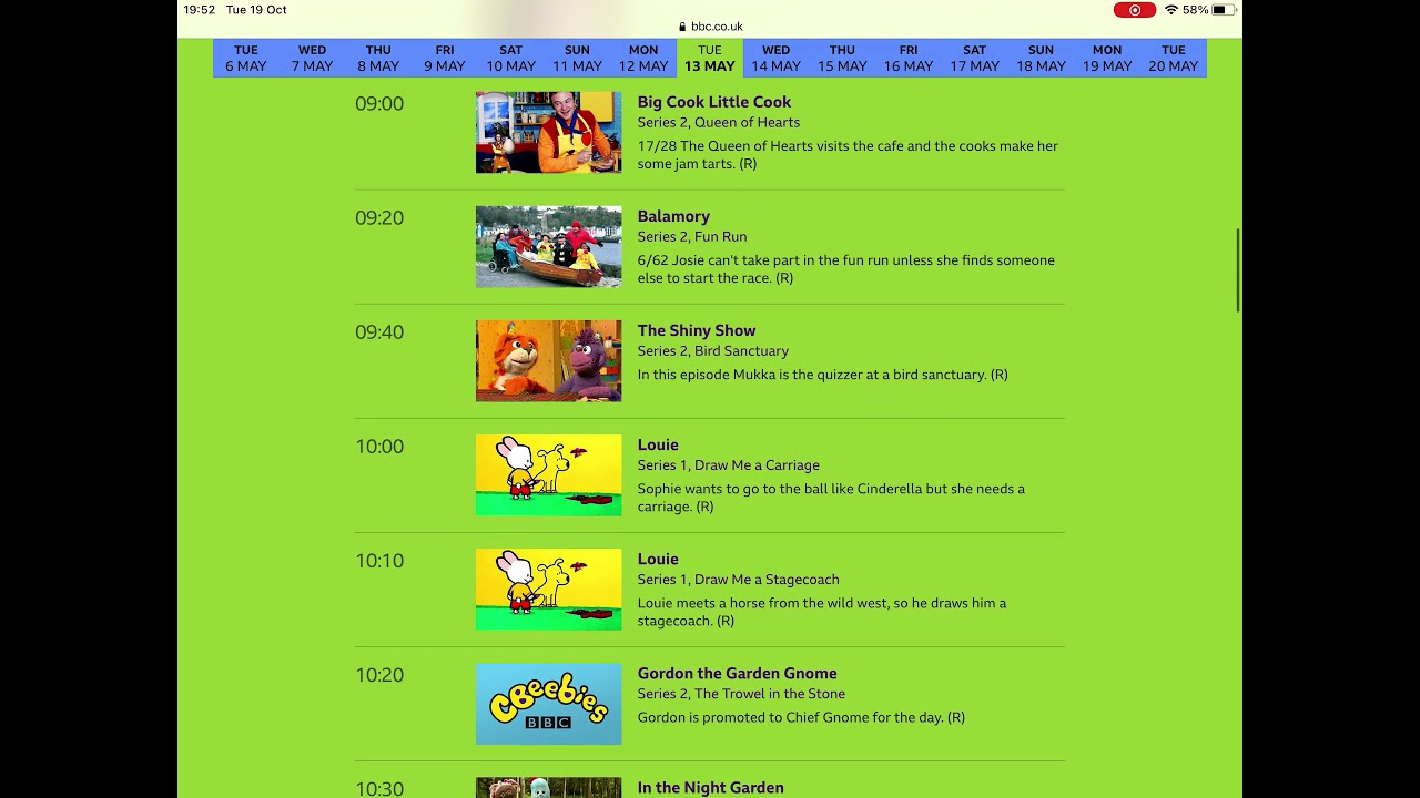 Cbeebies Schedule