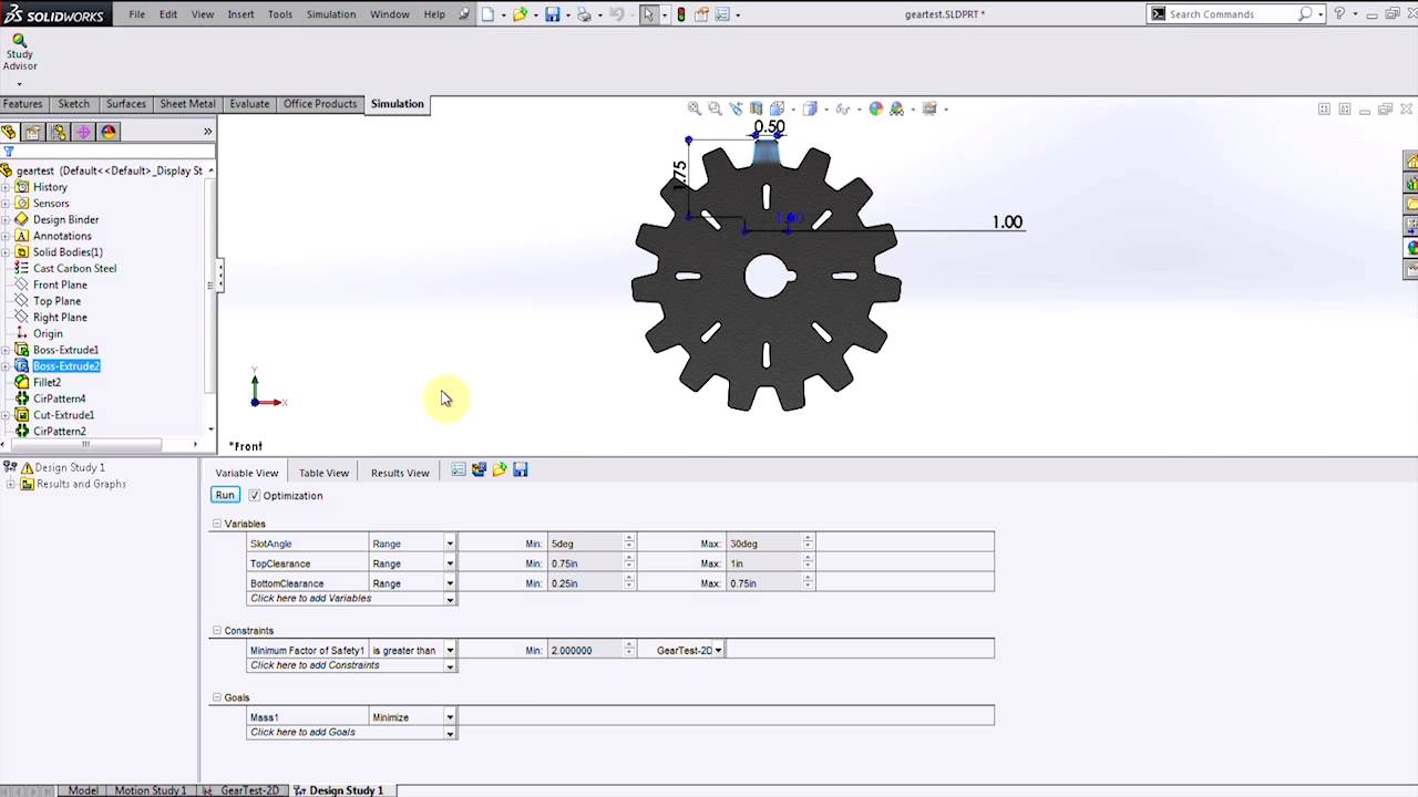 Solidworks Simulation Design Optimization Youtube