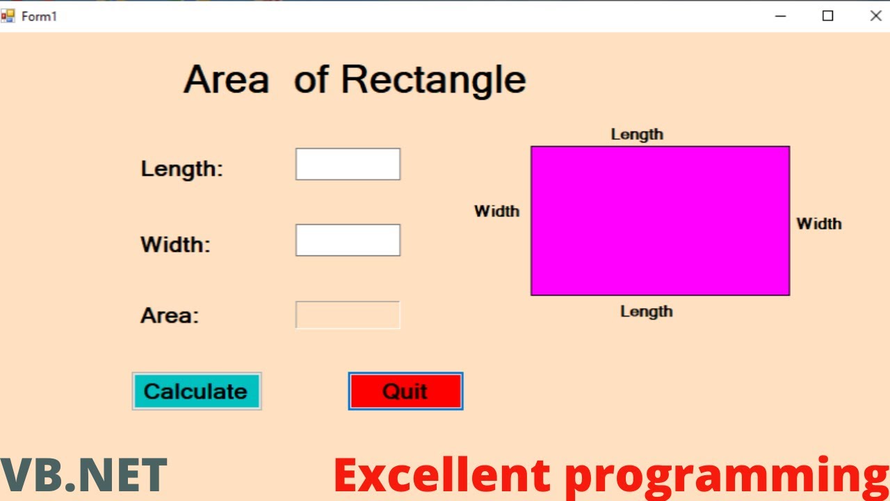 How To Program Area Of Rectangle In Visual Basic Or Vb Net Youtube