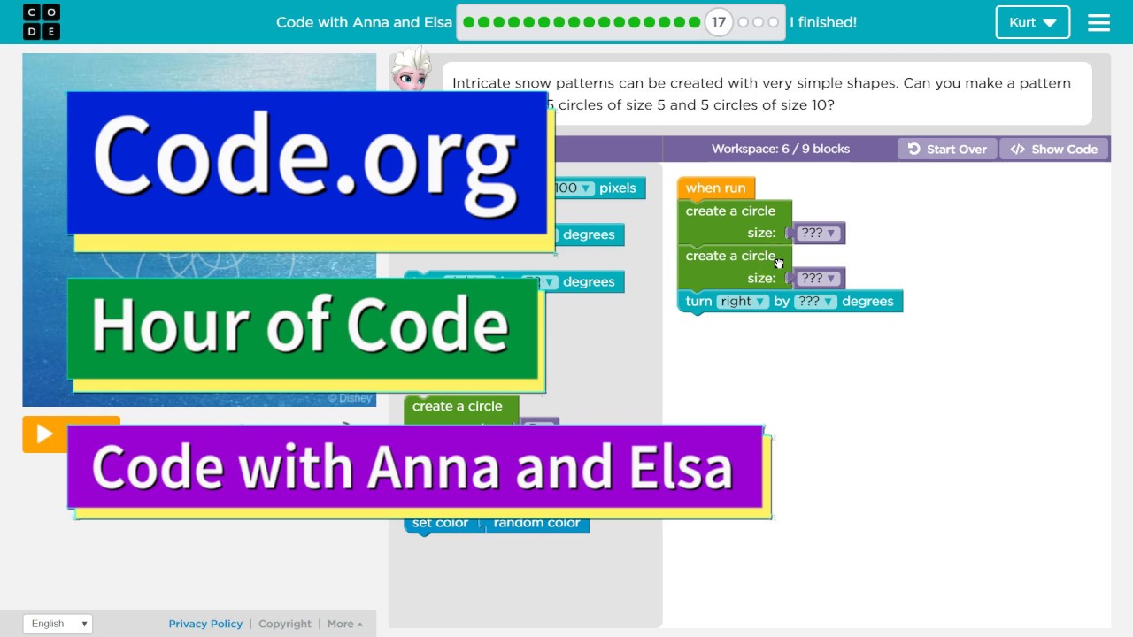 Code With Anna And Elsa Level 17 Code Org Hour Of Code Tutorial Answers