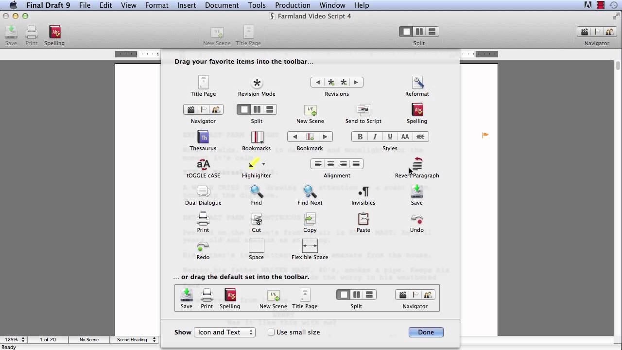 Final Draft 9 For Mac How To Customize Your Toolbar Youtube
