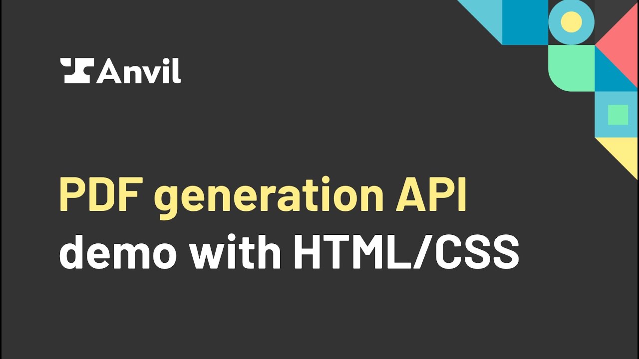 Pdf Generation Api Demo With Html Css Youtube