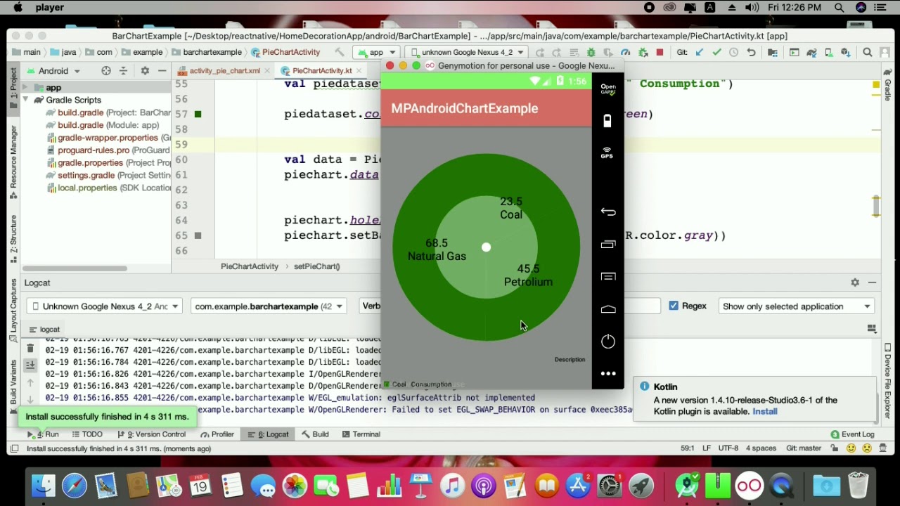 Mpandroid Pie Chart Kotlin Example Youtube