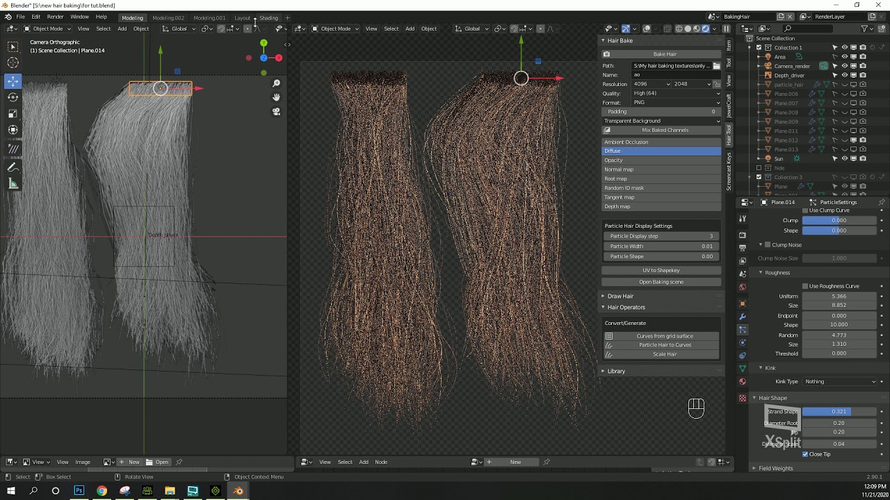 Blender Hair Texture Hair Tool Baking Tutorial Youtube