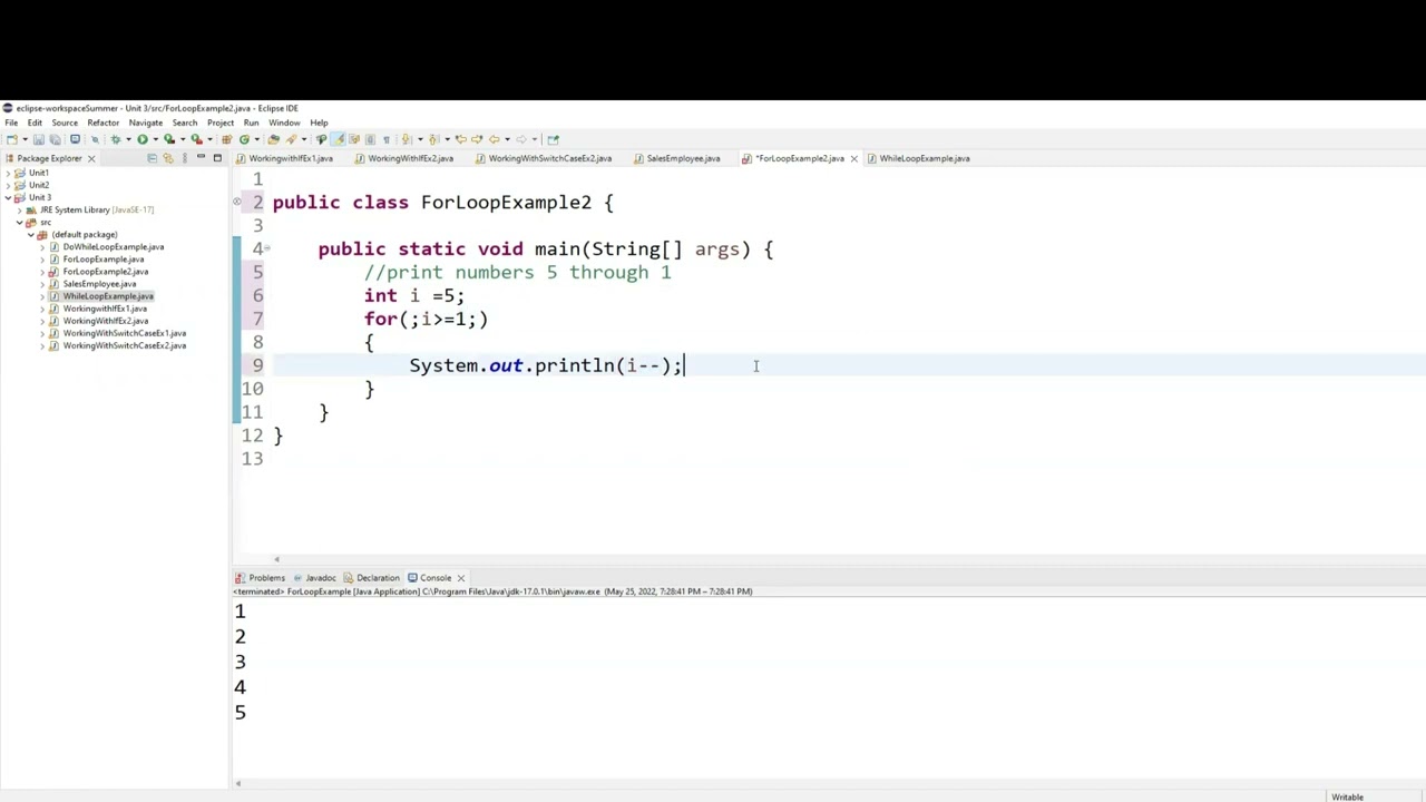 Java Reverse Loop Java Tutorial Youtube