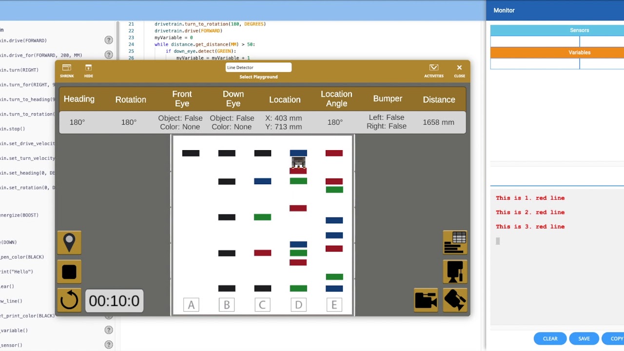 Line Detector Vexcode Vr Python Youtube
