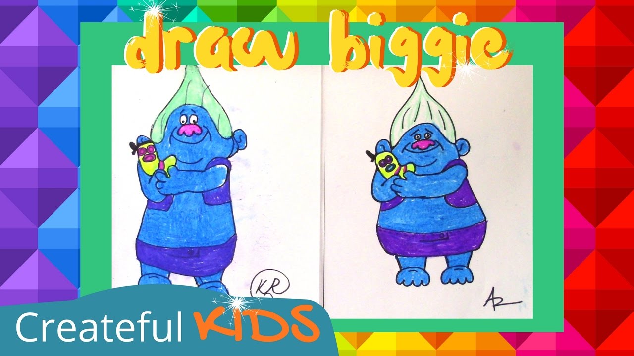 How To Draw Biggie And Mr Dinkles From Trolls Youtube