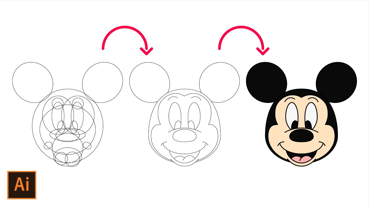 How To Draw Mickey Mouse In Illustrator