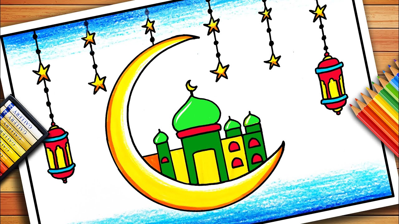 Eid Festival Drawing Eid Ul Fitr Drawing Eid Mubarak Drawing