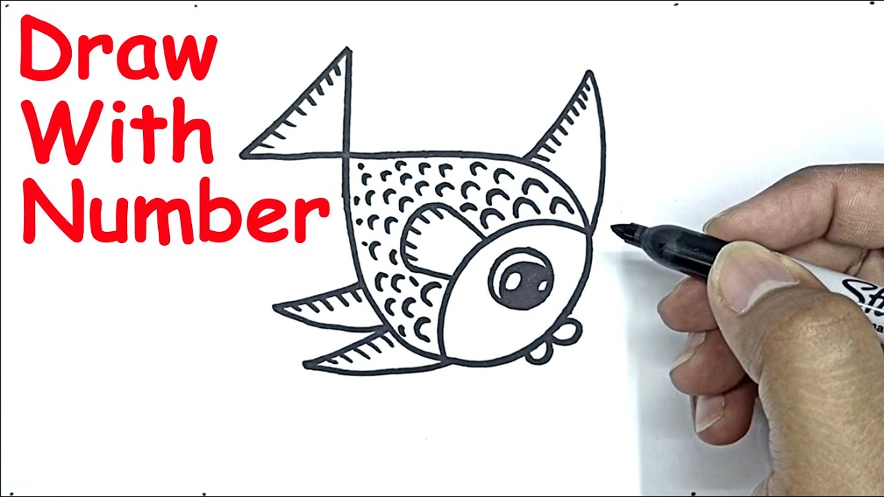 How To Draw A Fish Step By Step With Number 4 Drawing Using Number