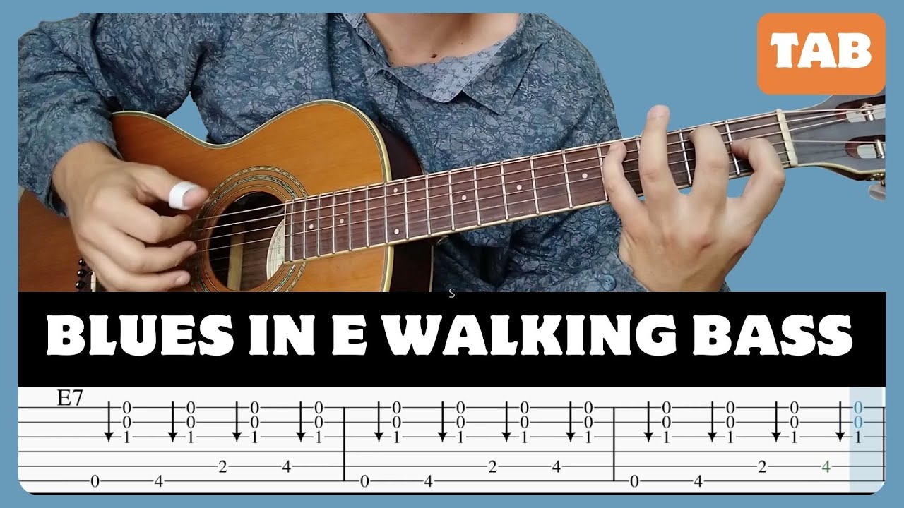 Blues In E With Walking Bass For Beginners Guitar Tab Lesson