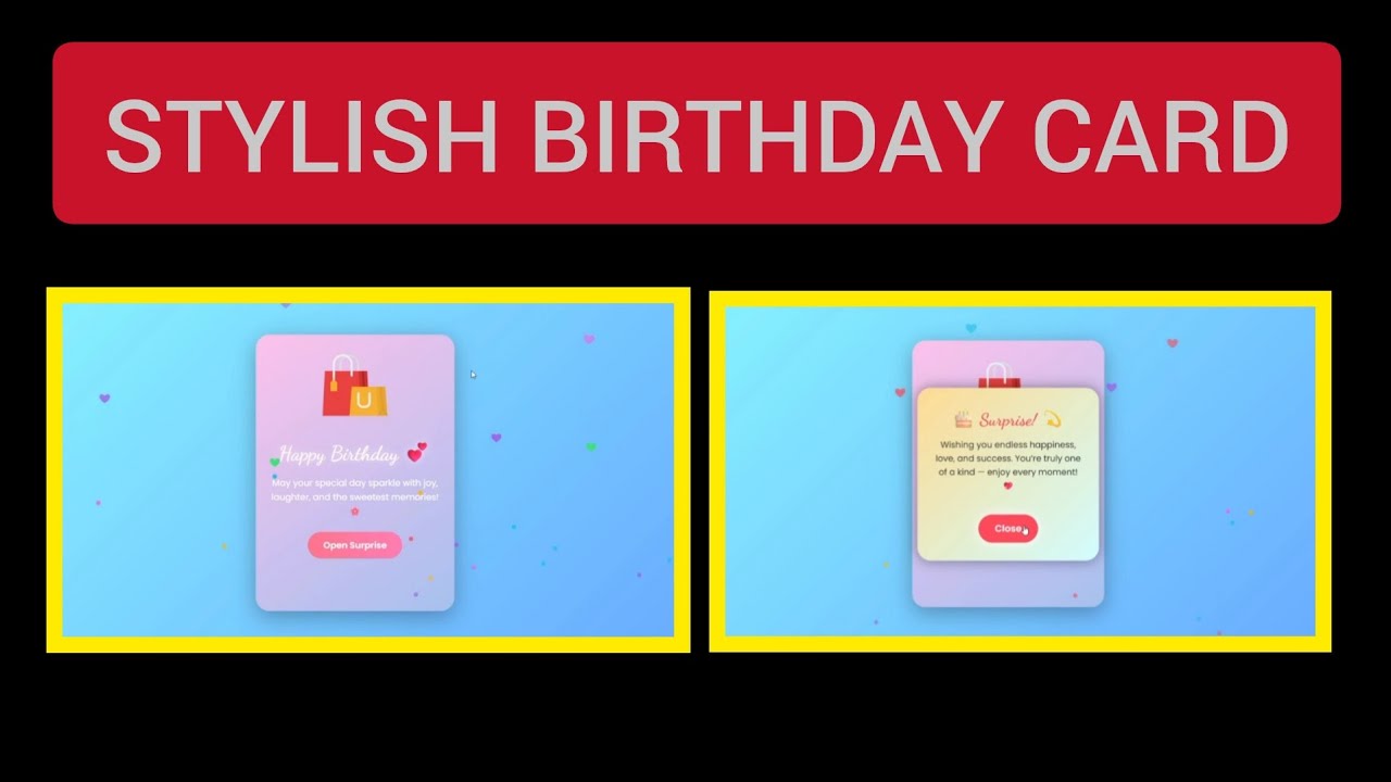 Stylish Birthday Card Using Html Css And Js Youtube