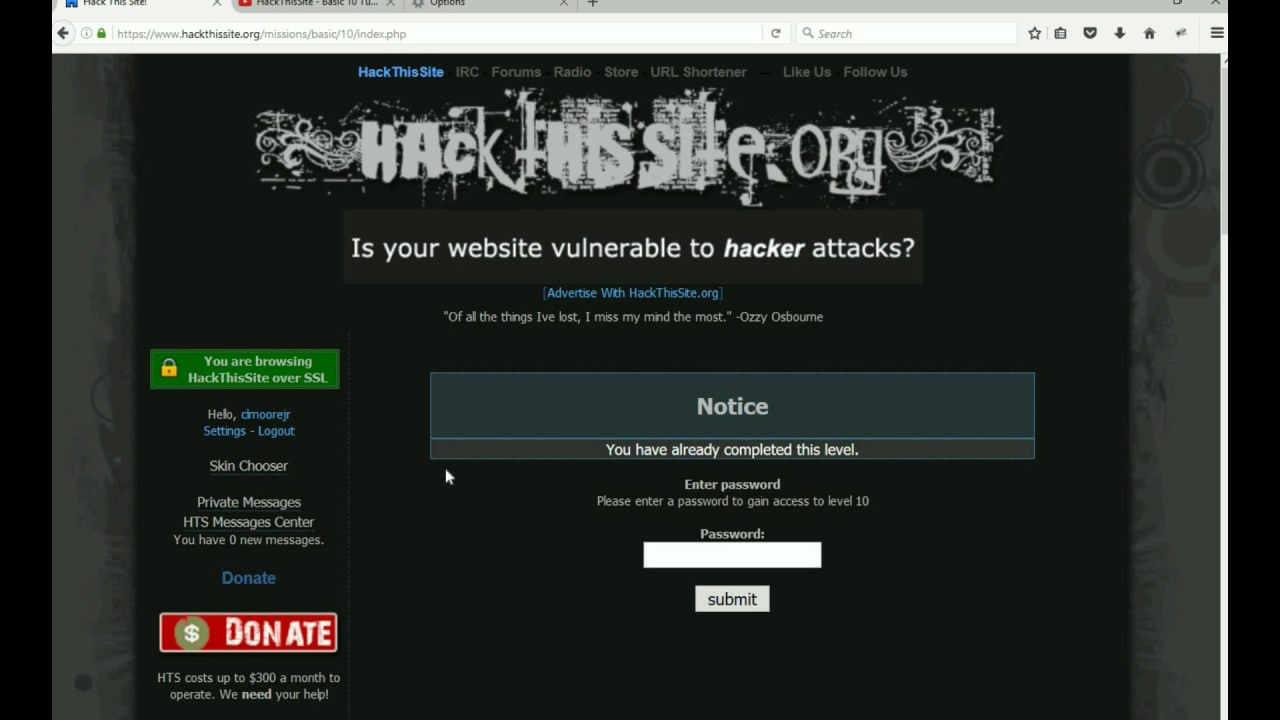 Hackthissite Basic Mission 10 Youtube
