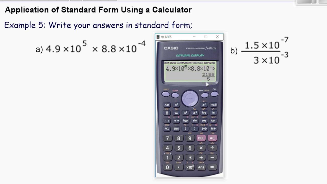 Standard Form Using Calculator Youtube