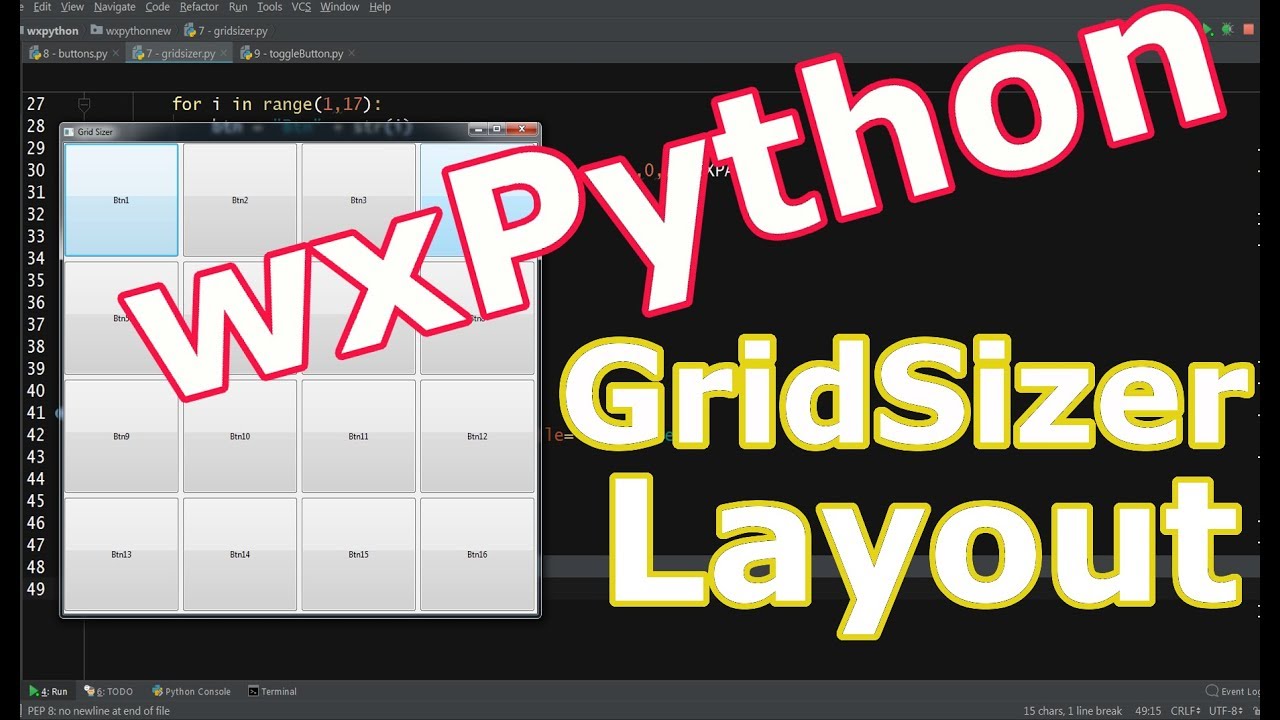 Wxpython Gui Programming Grid Sizer Layout 5 Youtube