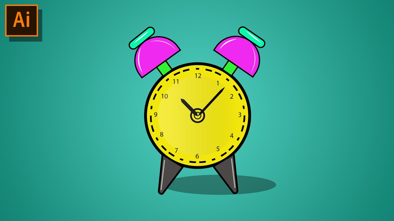 Flat Design Clock Adobe Illustrator Tutorial Video Youtube