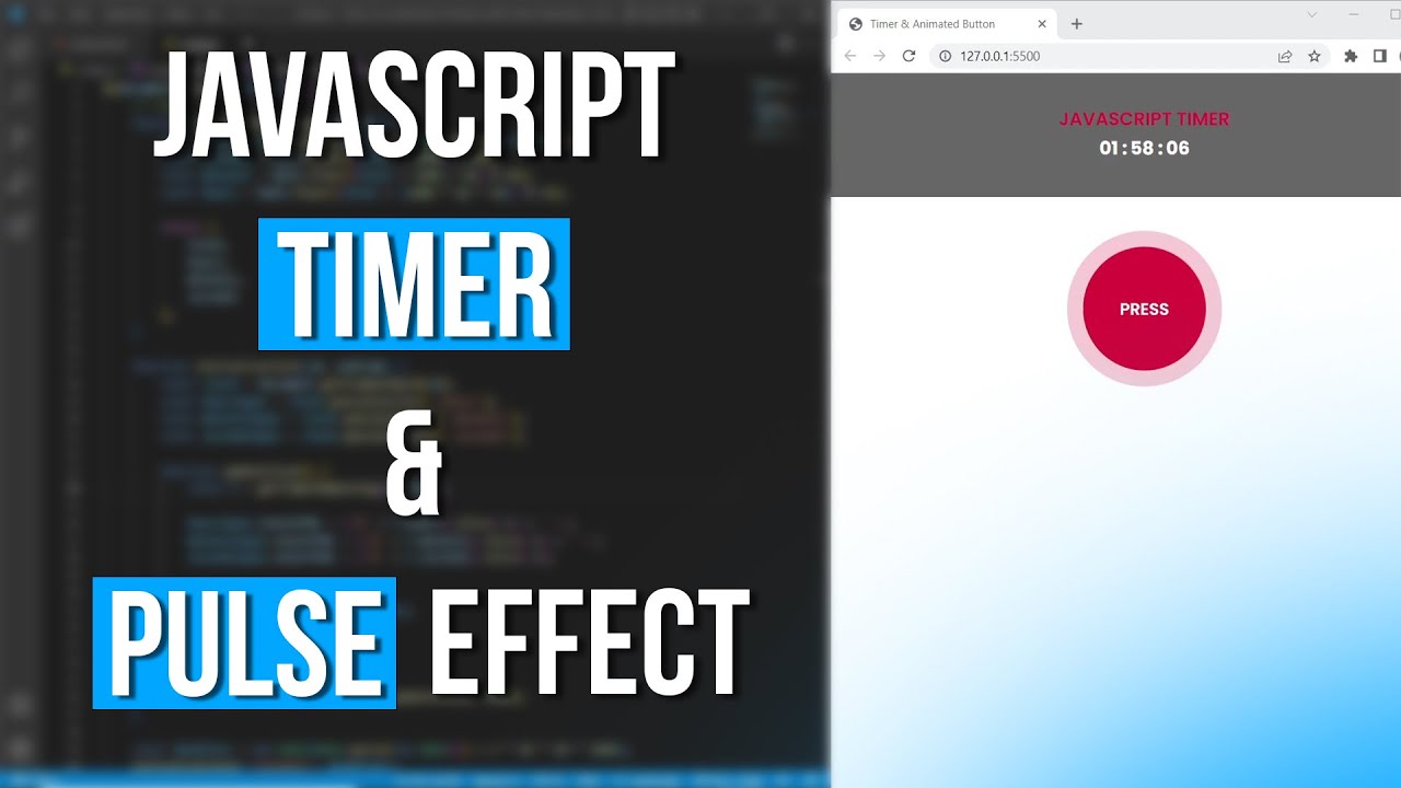 Timer On Javascript Button With Pulse Animation Tutorial Youtube