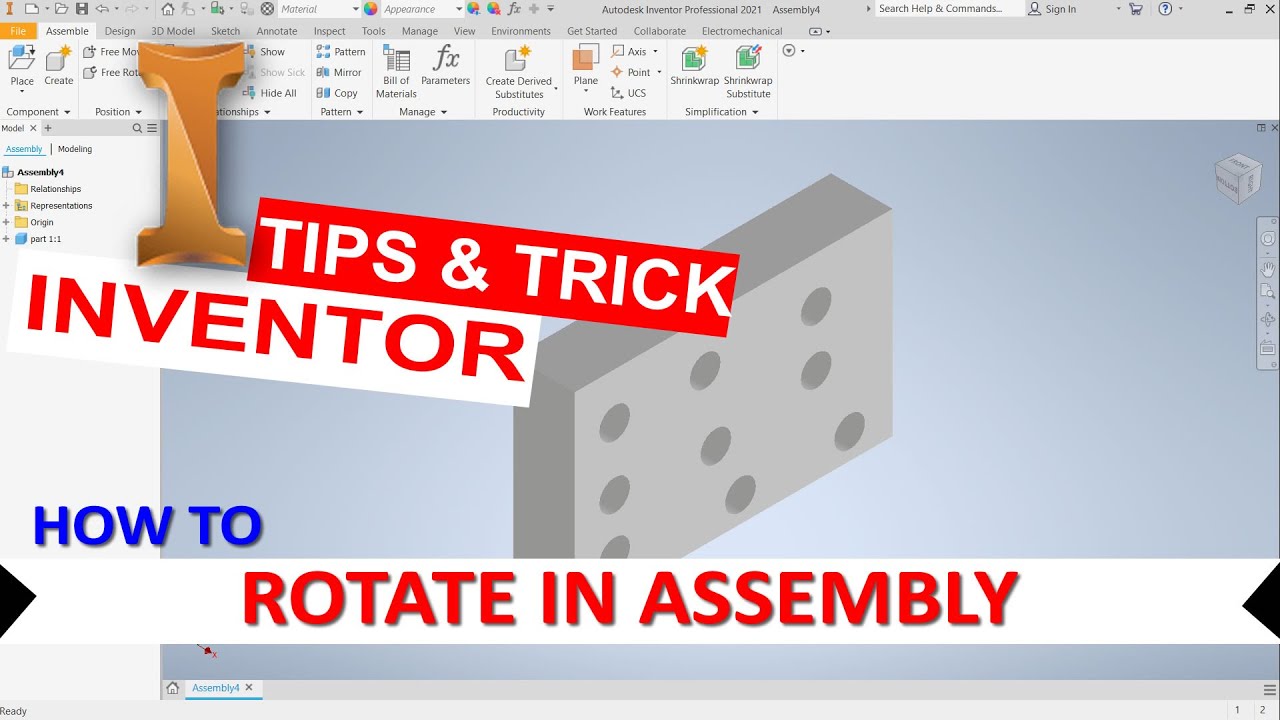 Inventor How To Rotate In Assembly Youtube
