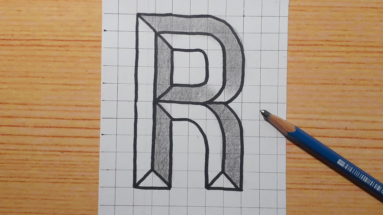 How To Draw A 3d R Step By Step At Glenda Macon Blog