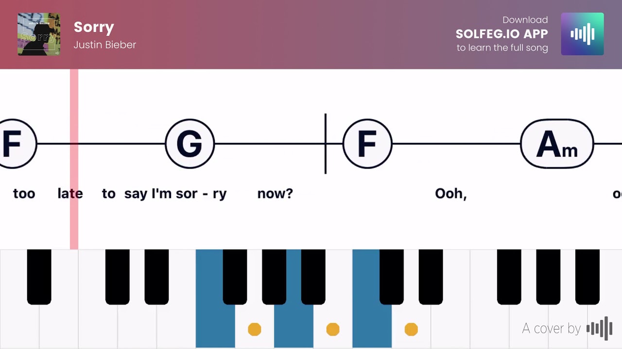 Justin Bieber Sorry Piano Chords Learn Play Youtube