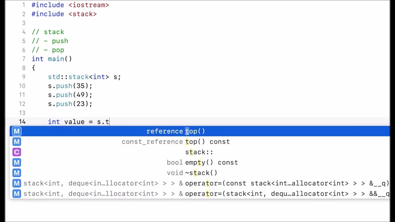 C Tutorial The Stack Class Youtube