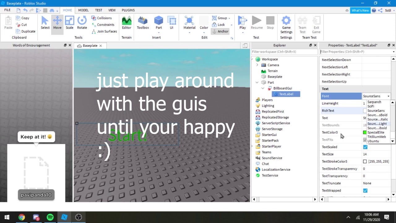 How To Make Floating Text In Roblox Studio Youtube