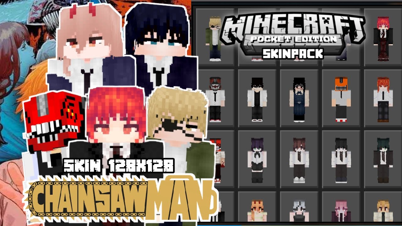 Skin 128x128 Chainsaw Man Hd Minecraft Pocket Edition All Version