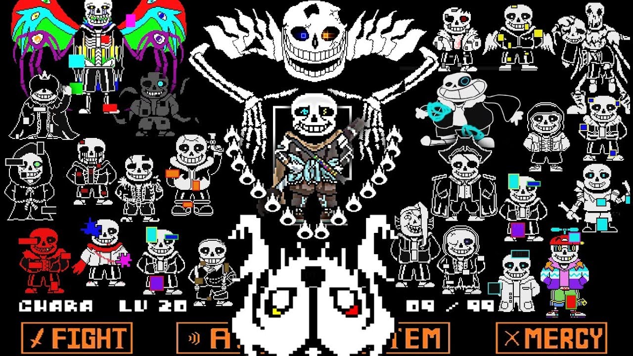 Every Au Sans In One Battle Ultimate Ink Sans Fight Phase 1 Youtube
