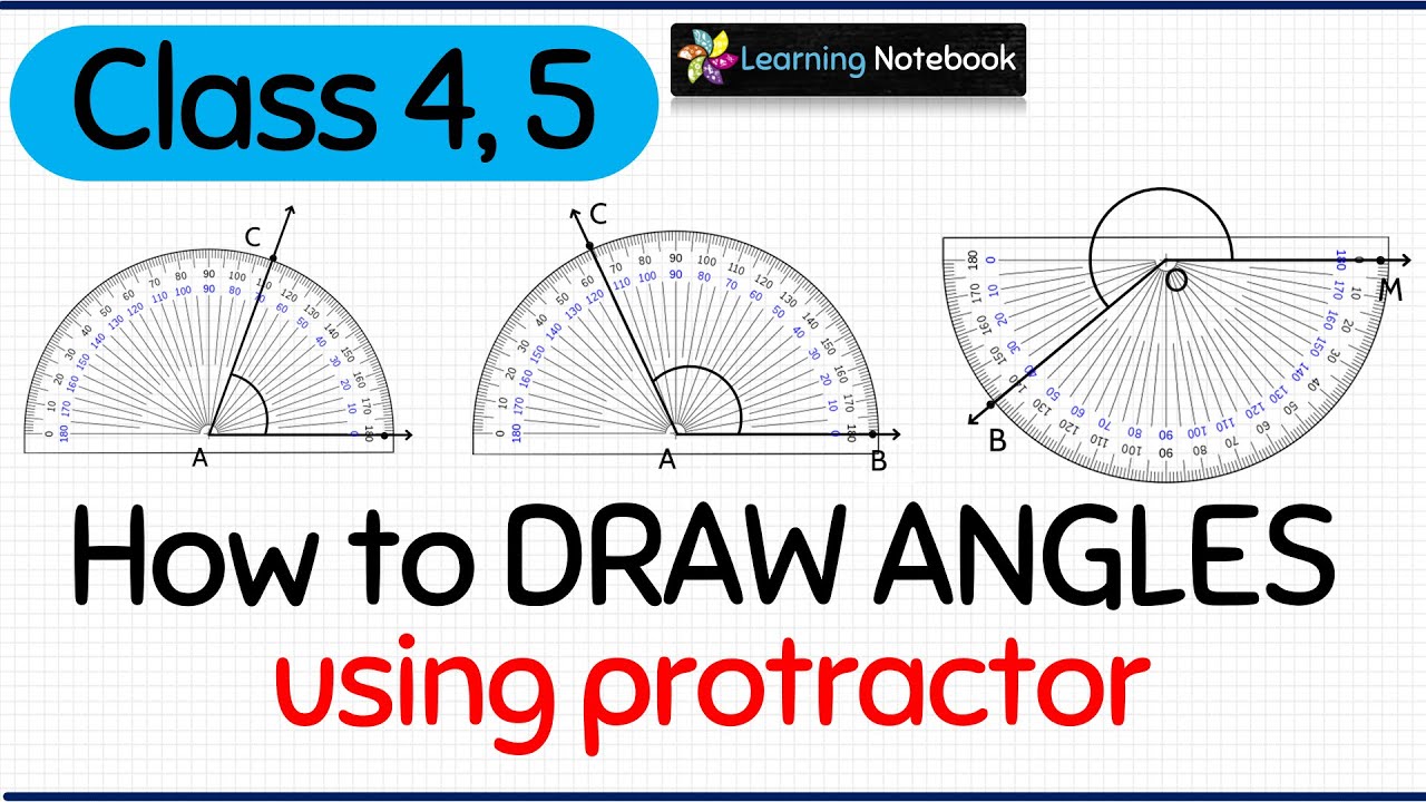 How To Draw Angles Using A Protractor Youtube