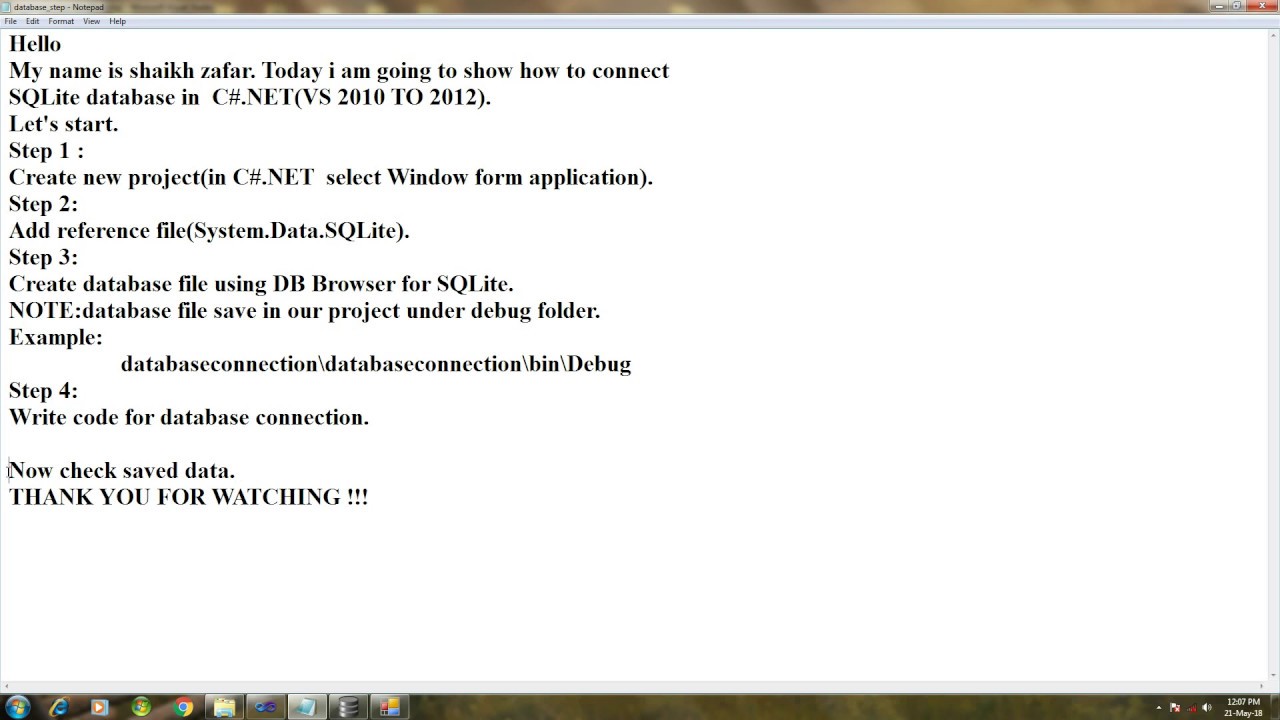 Sqlite Database Connection In C Net Part 2 Youtube