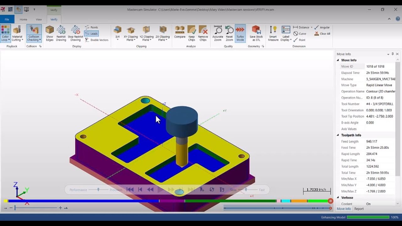 Mastercam 2023 Verify Different Toolpaths Different Colours Youtube